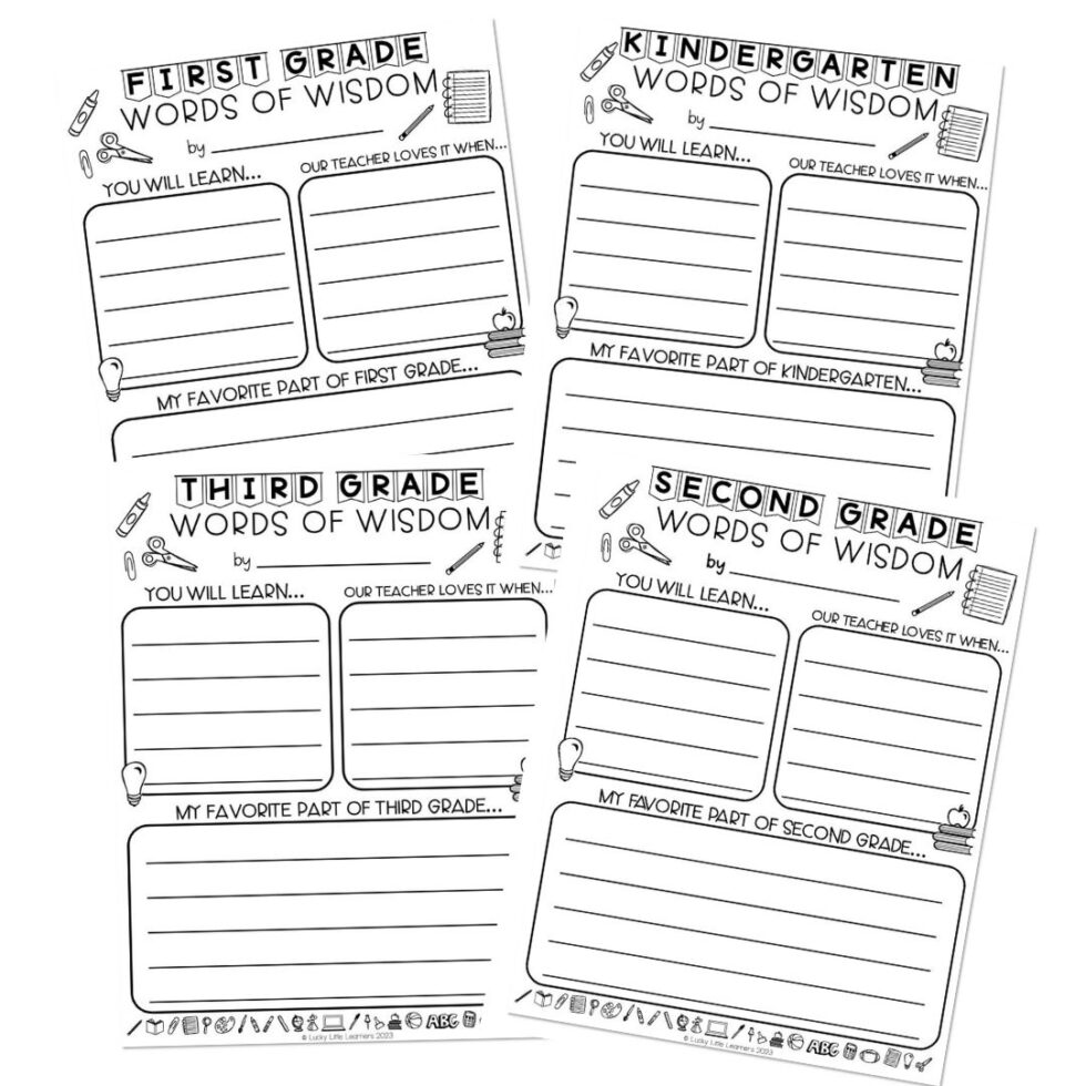 End of the School Year Words of Wisdom Activity - Lucky Little Learners