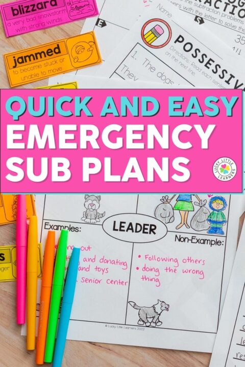 Quick and Easy Emergency Sub Plans - Lucky Little Learners