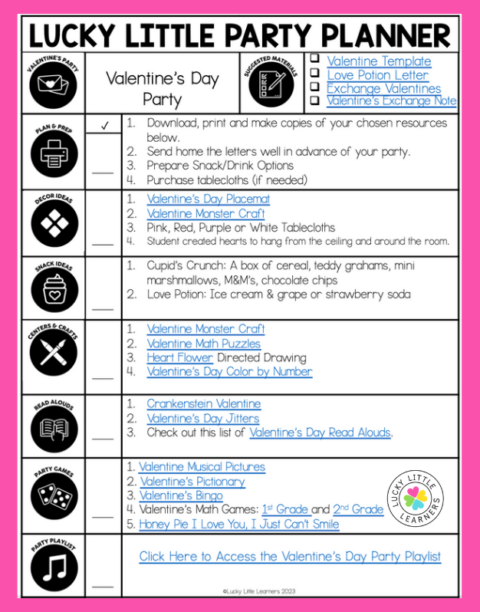 The Complete Valentine's Day Party Plan for 1st & 2nd Grade - Lucky ...