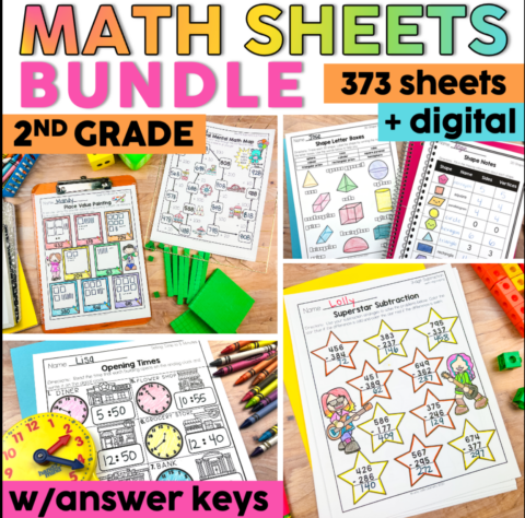 Second Grade Math Worksheets: Measurement, Data, Time & Money - Lucky ...