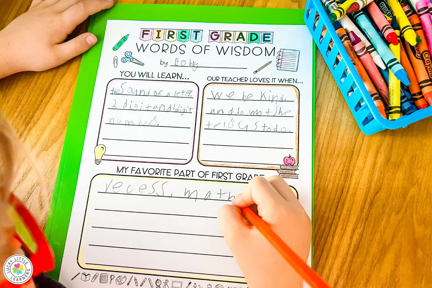 End of the School Year Words of Wisdom Activity - Lucky Little Learners