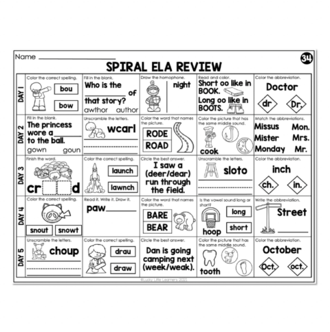 Spiral ELA Review Routine Ideas - Lucky Little Learners