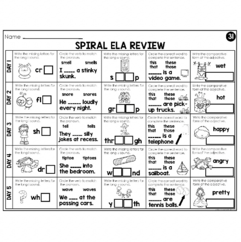 Spiral ELA Review Routine Ideas - Lucky Little Learners
