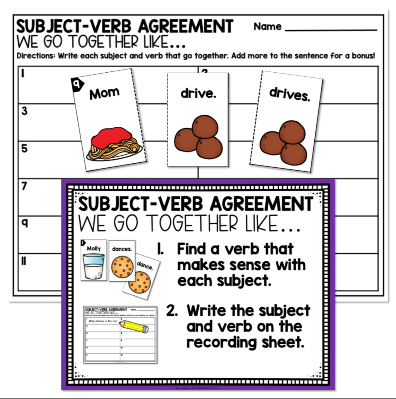 Teaching Subject Verb Agreement in Second Grade - Lucky Little Learners