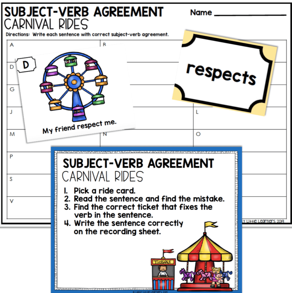 Teaching Subject Verb Agreement in Second Grade - Lucky Little Learners