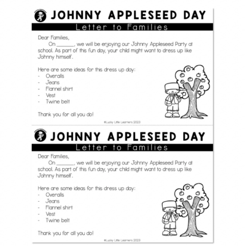 Johnny Appleseed Day for 1st Grade - Lucky Little Learners
