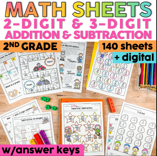 Using 2nd Grade Math Worksheets to Teach 3-Digit Subtraction With ...