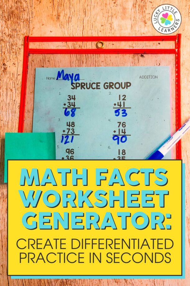 Math Facts Worksheet Generator: Create Differentiated Practice in ...
