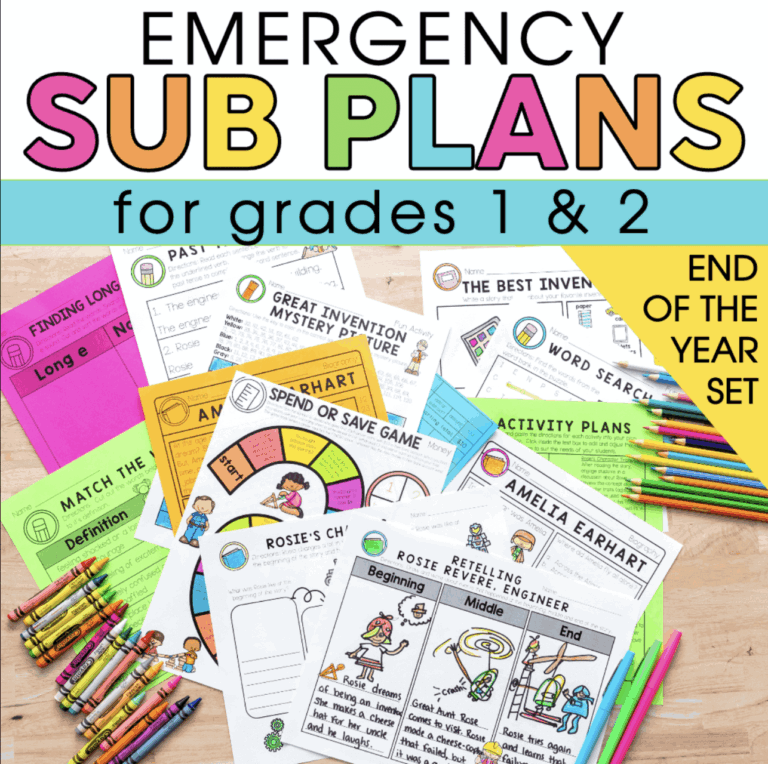 Emergency Sub Plans for 1st and 2nd Grade - Lucky Little Learners
