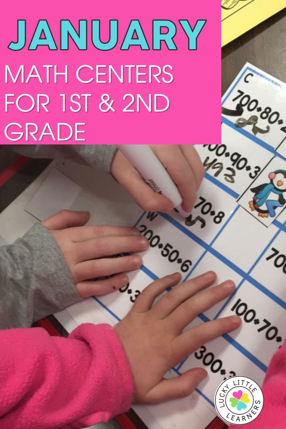 January Math Centers for 1st & 2nd Grade - Lucky Little Learners