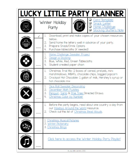 The Complete Winter Holiday Party Plan for 1st and 2nd Grade - Lucky ...