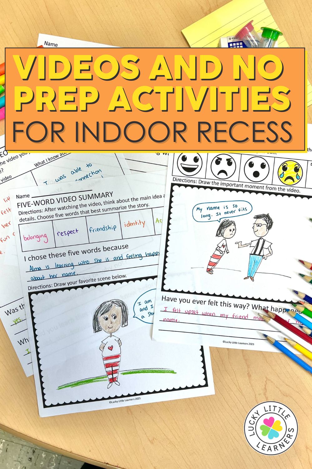Videos and No Prep Activities for Indoor Recess - Lucky Little Learners
